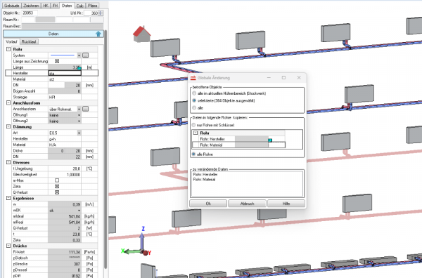 Rohrnetzplanung Heizung - Mit der TGA-Planungssoftware mh-BIM