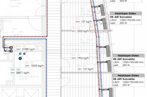 Rohrnetzplanung Heizung - Mit der TGA-Planungssoftware mh-BIM